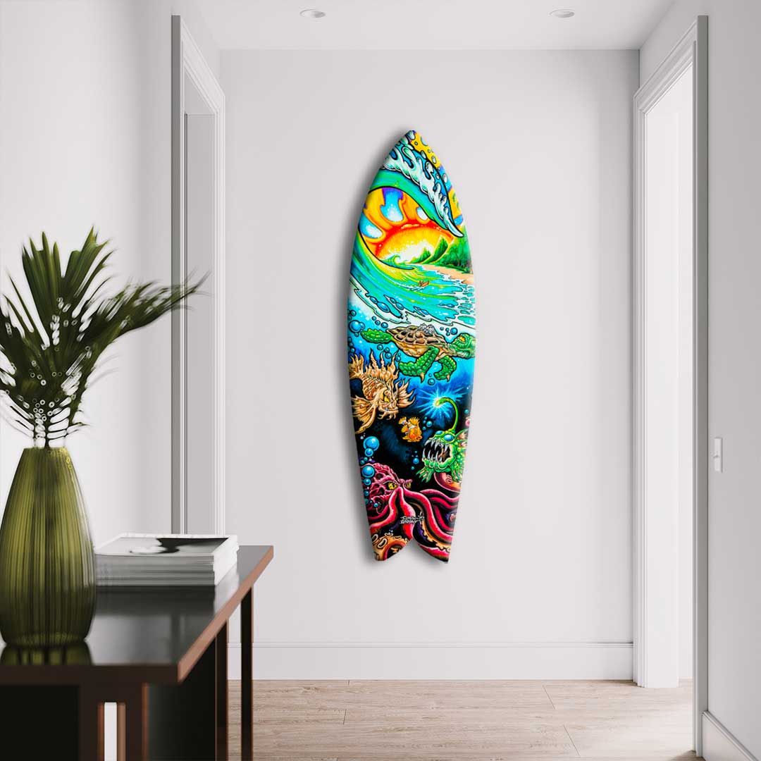 Decorative Surfboard Art - Deep Into Paradise